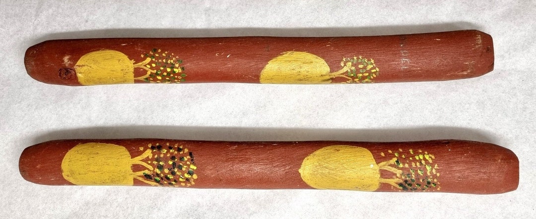 Vintage Australian Aboriginal Clap Sticks | Handmade and Painted ...