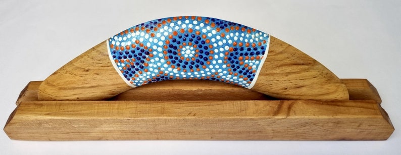 Engraved Aboriginal Dot Art Boomerang With Display Stand - Australian ...