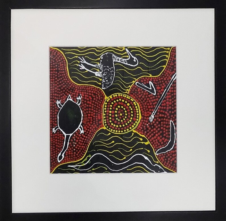 Framed Aboriginal Artwork, Good Hunting, Jason Lannigan, Kimberley ...