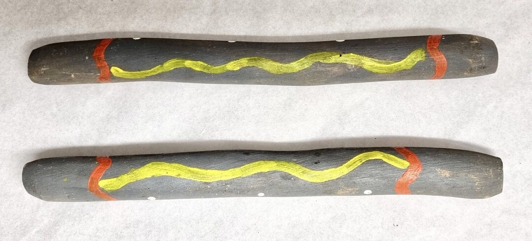 Vintage Australian Aboriginal Clap Sticks | Handmade and Painted ...