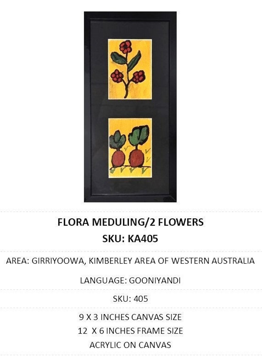Aboriginal Art, Two Flowers by Flora Meduling. - Etsy