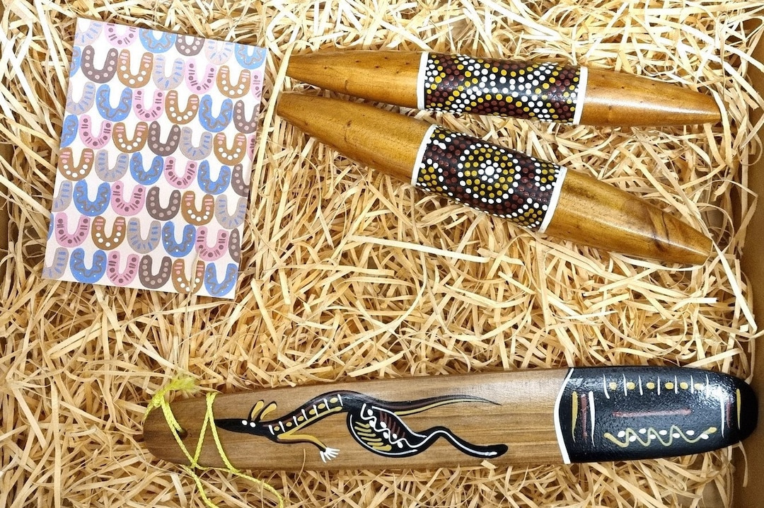 Aboriginal Musical Instruments | Clap Sticks and Bullroarer | Gift Pack ...