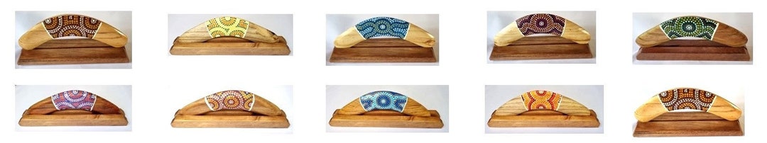 ENGRAVED Australian Aboriginal Boomerang on a Stand Dot Art Style ...
