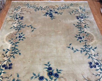 8'2 X 10'2 Chinese Art Deco Oriental Rug Full Pile Hand Made 100% Wool ...
