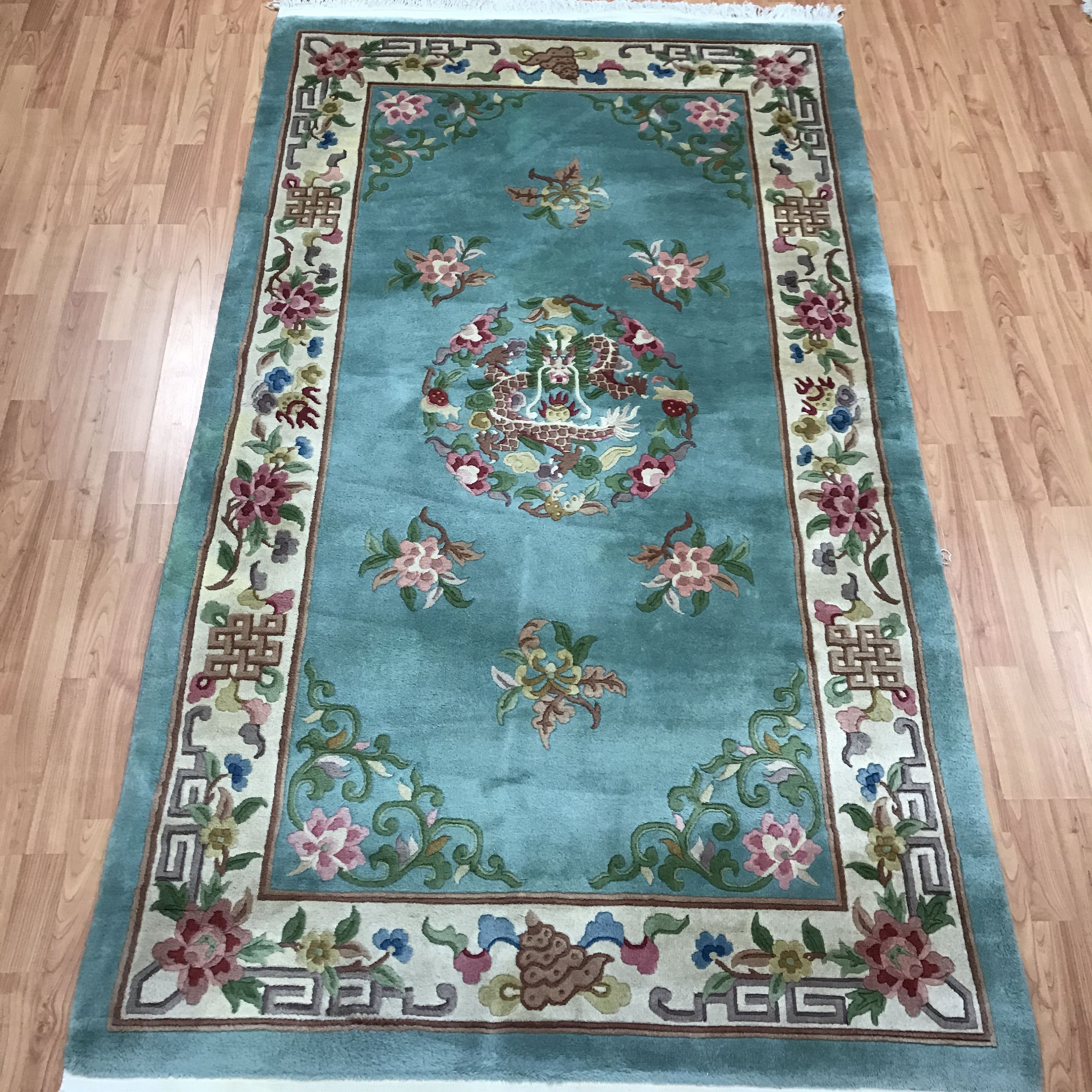 4' x 7' Chinese Art Deco Oriental Rug - Dragon Design - Hand Made - 100 ...