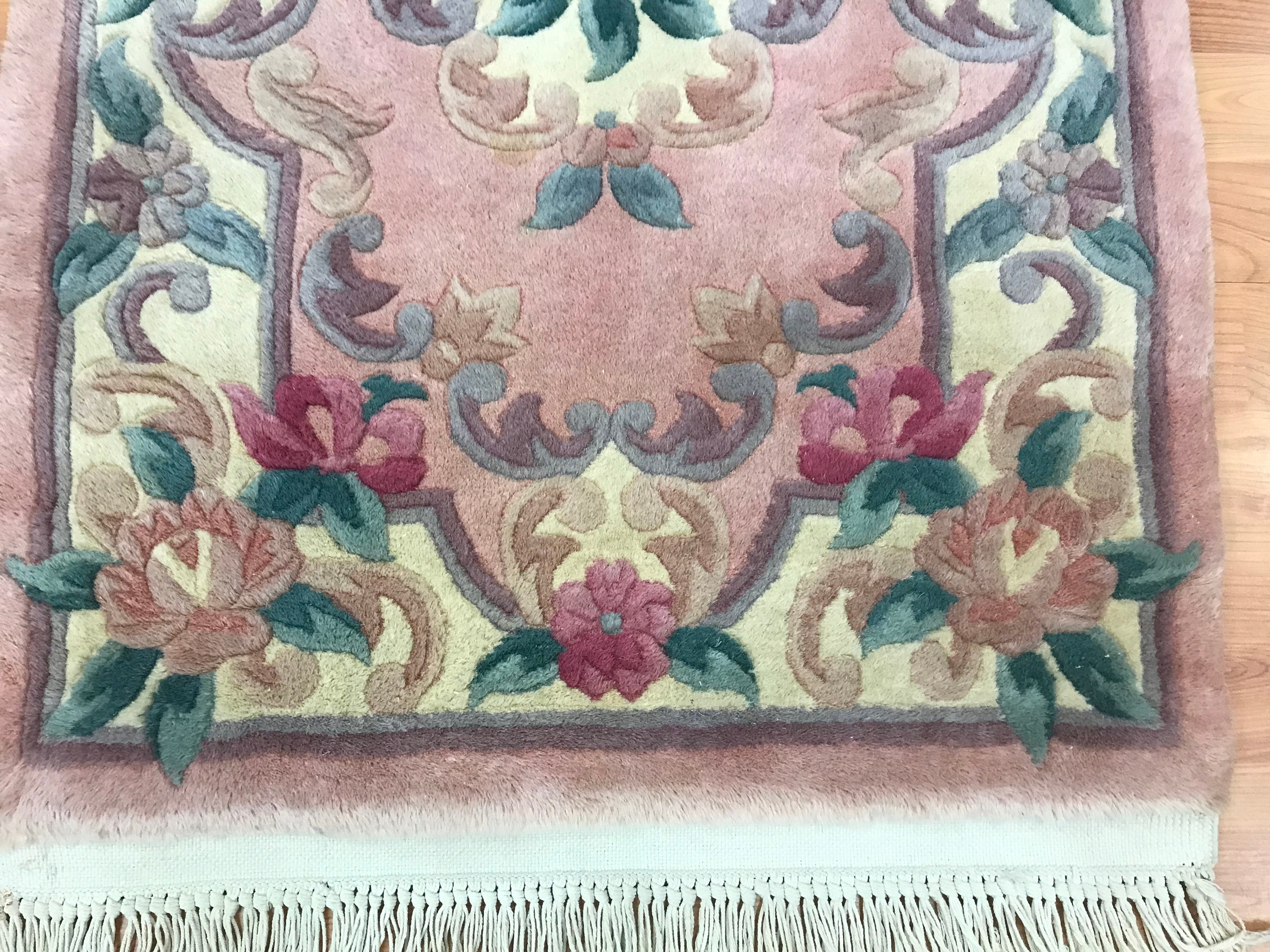 2' x 3' Chinese Aubusson Oriental Rug - 90 Line - Hand Made - 100% Wool