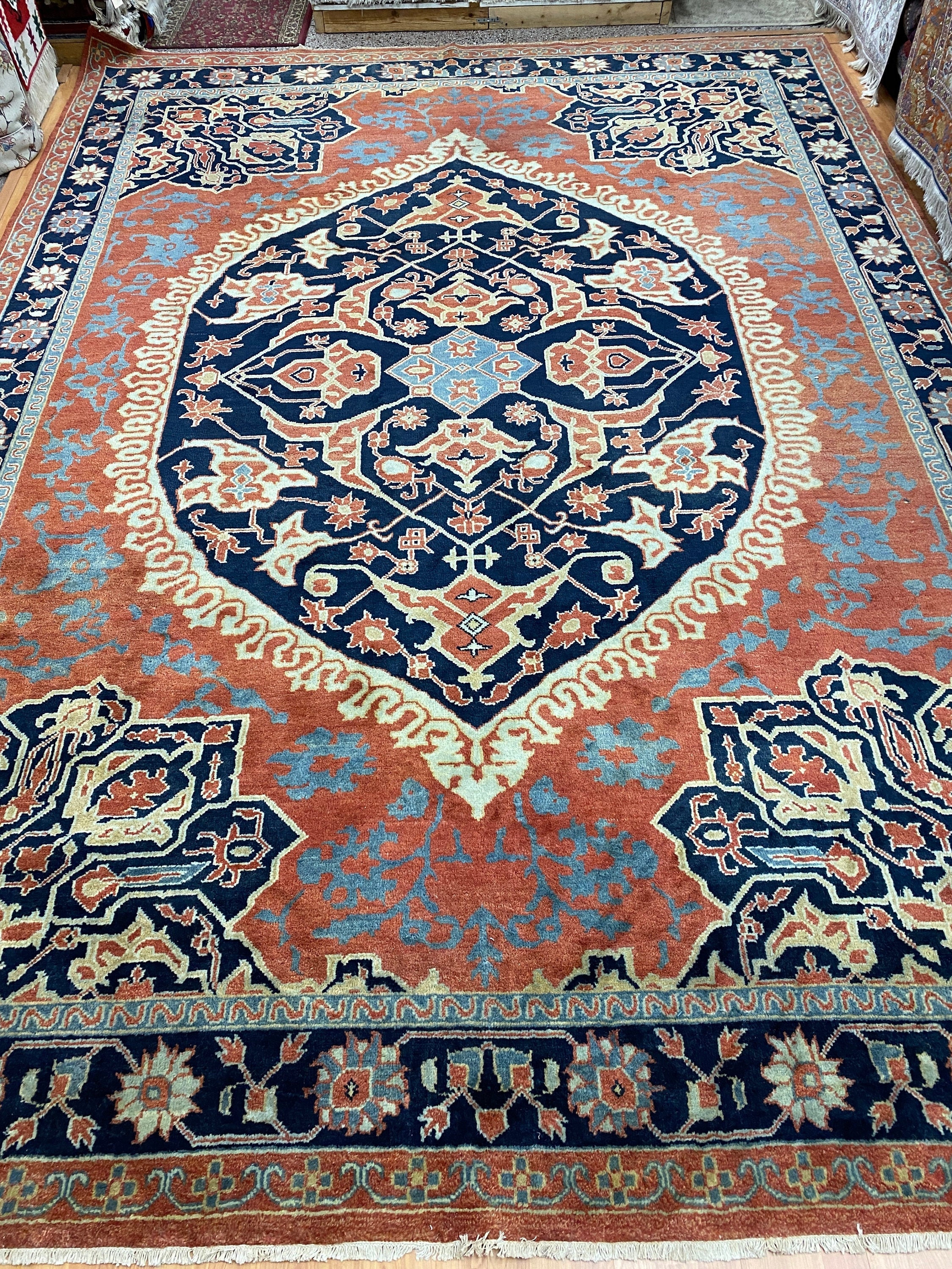 10' x 14' Indian Sarapi Design Oriental Rug - Full Pile - Hand Made ...