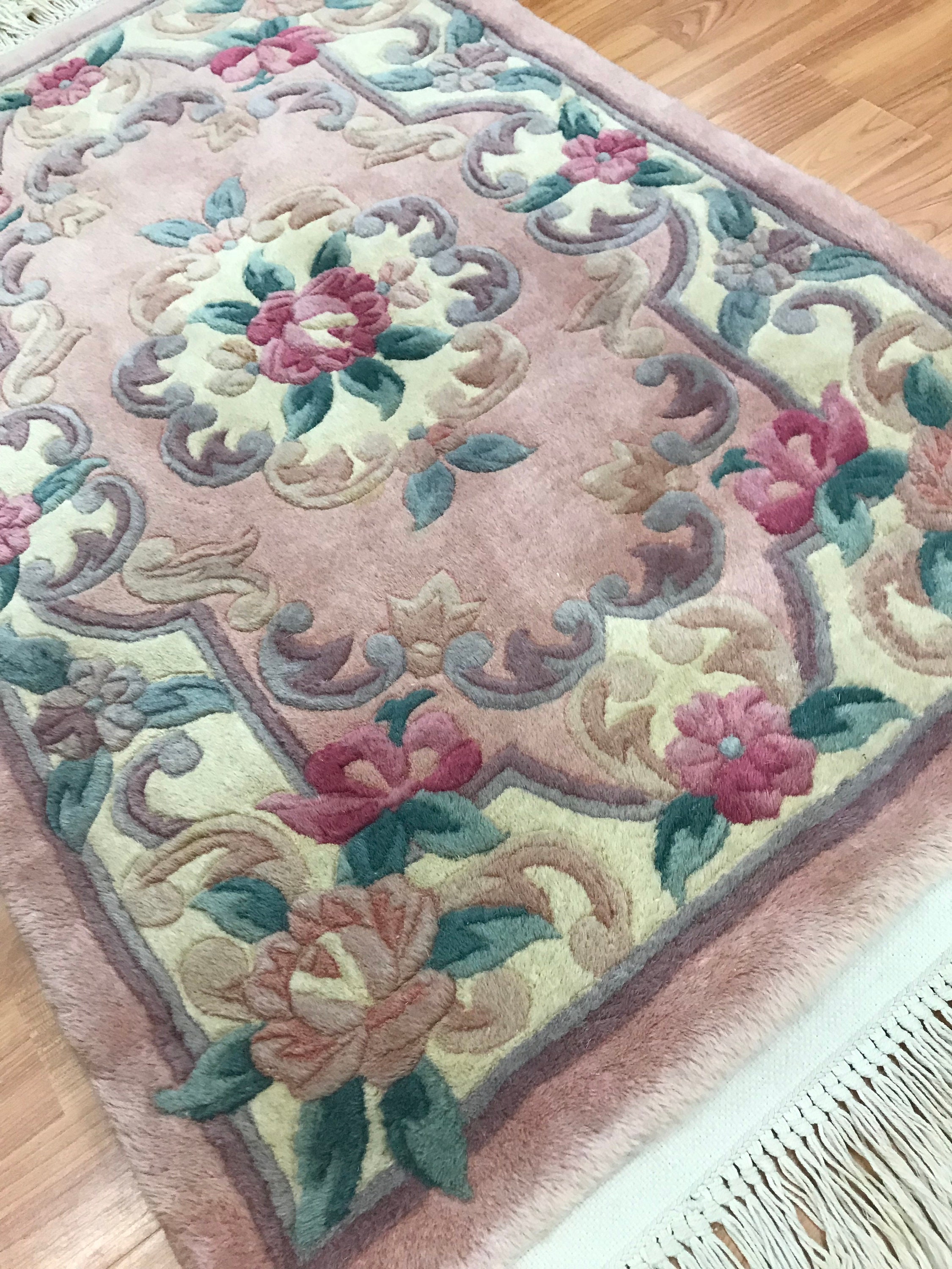 2' x 3' Chinese Aubusson Oriental Rug - 90 Line - Hand Made - 100% Wool