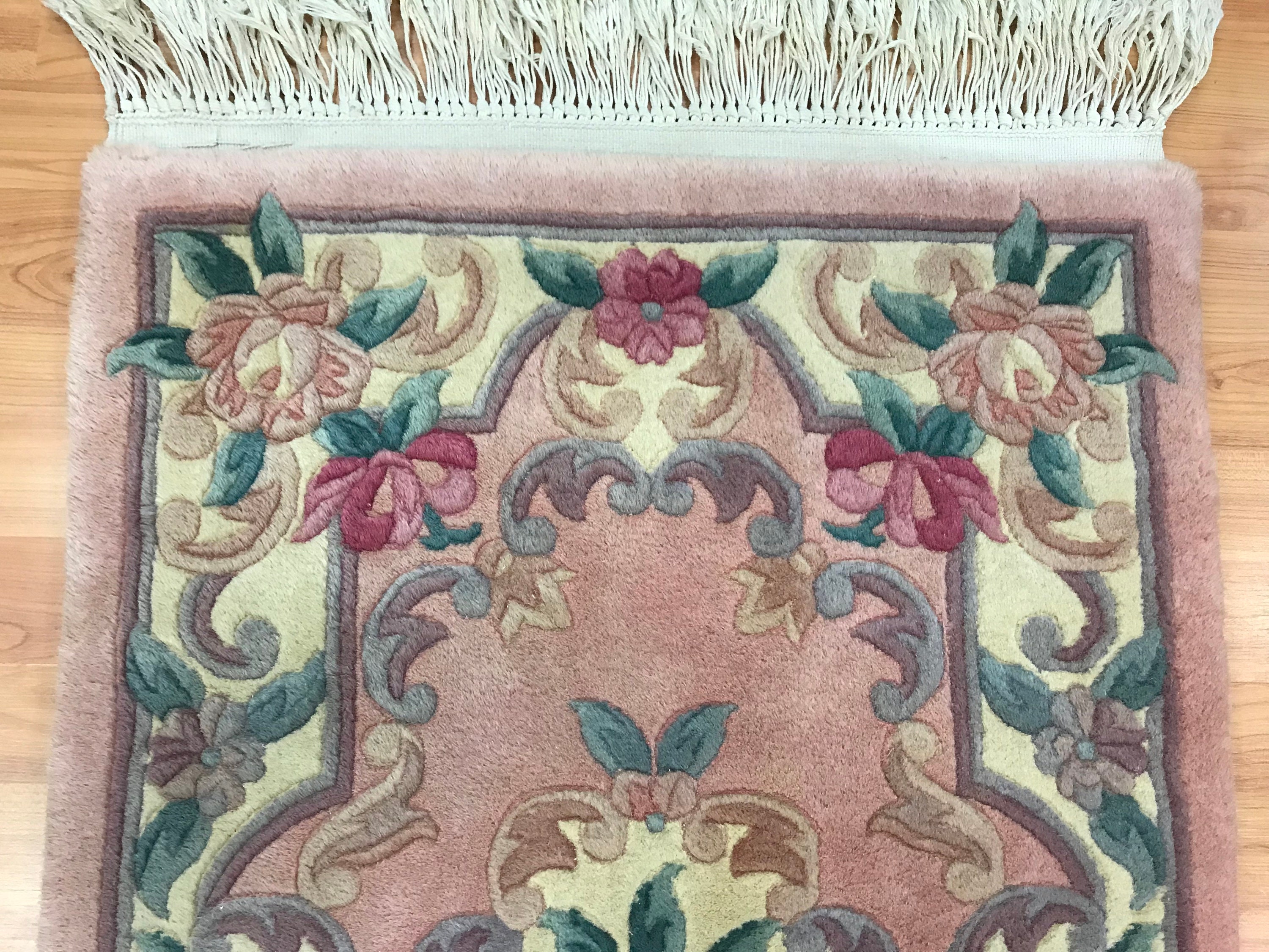 2' x 3' Chinese Aubusson Oriental Rug - 90 Line - Hand Made - 100% Wool