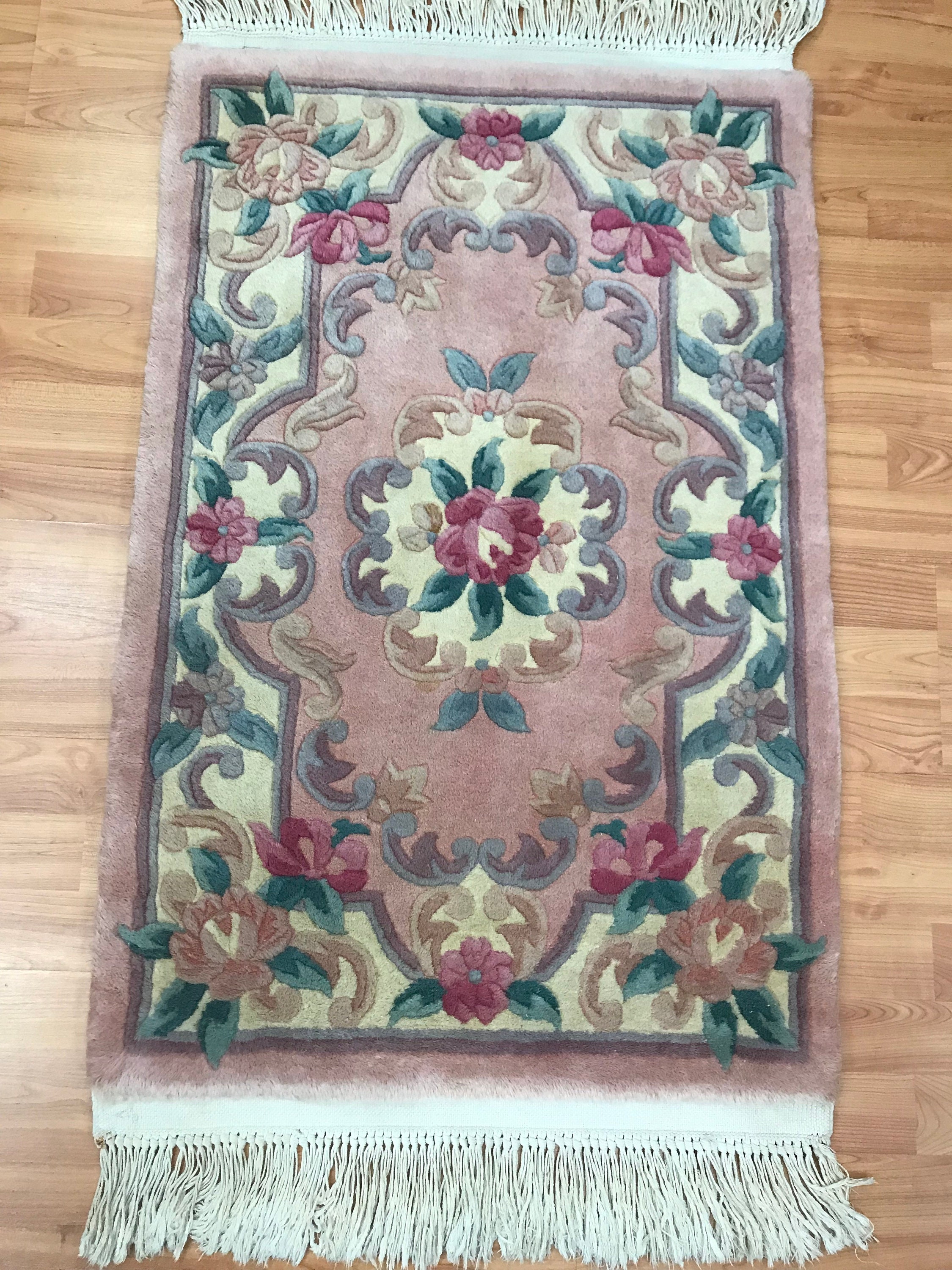 2' x 3' Chinese Aubusson Oriental Rug - 90 Line - Hand Made - 100% Wool