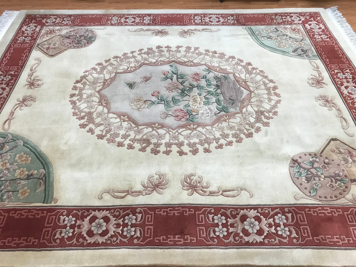 8'2" X 10'2" Chinese Art Deco Oriental Rug - Full Pile - Hand Made ...