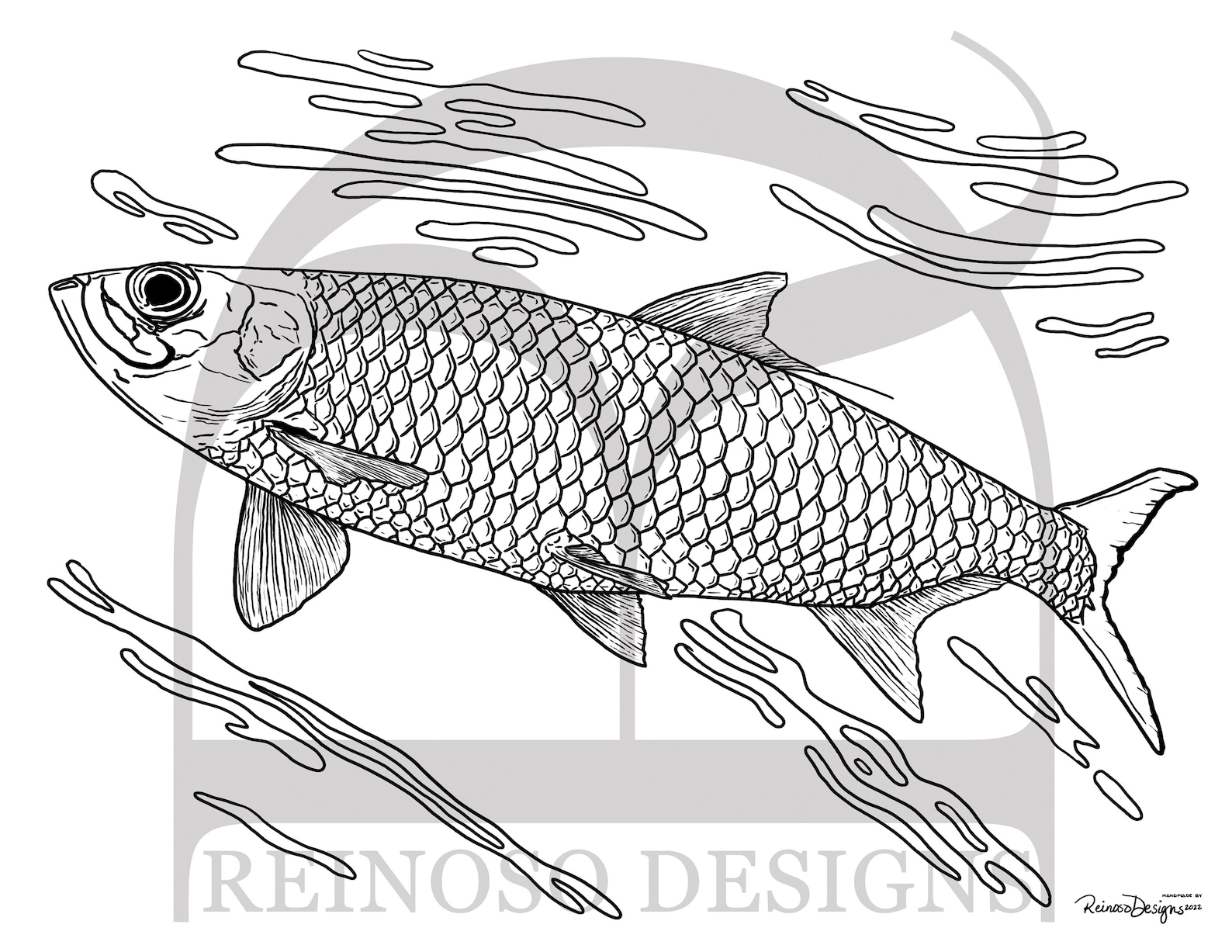 Summer Beach Theme Herring Fish Coloring Page Printable | Etsy
