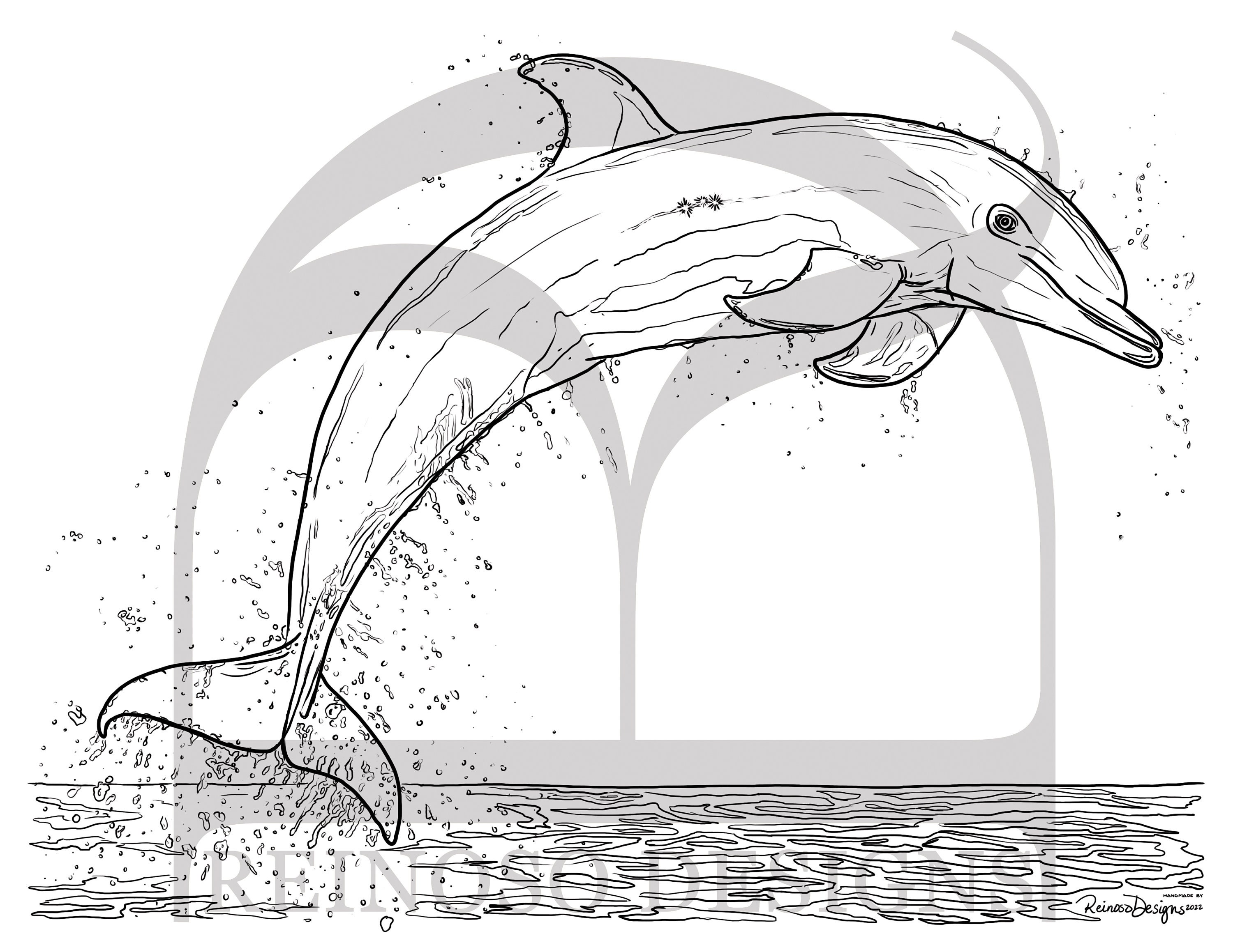 Summer Beach Theme - Dolphin Coloring Page Printable - Etsy