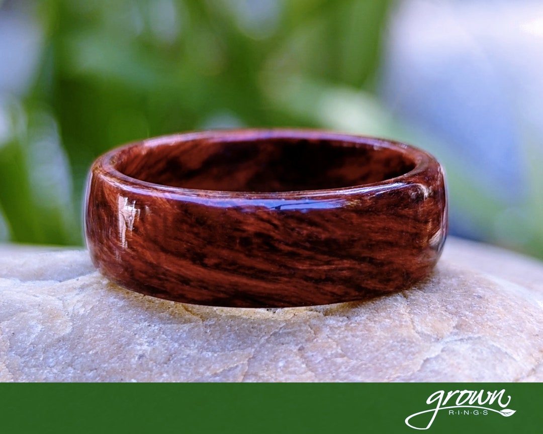 Bloodwood Spiral Grain Wood Ring. Handmade, Custom, Wooden Wedding ...