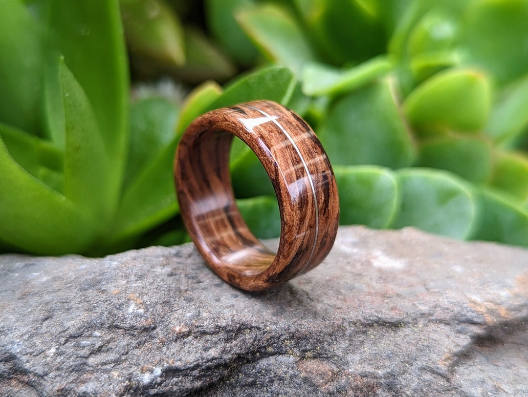 American Black Walnut Spiral Wood Ring With Sterling Silver Wire Inlay ...