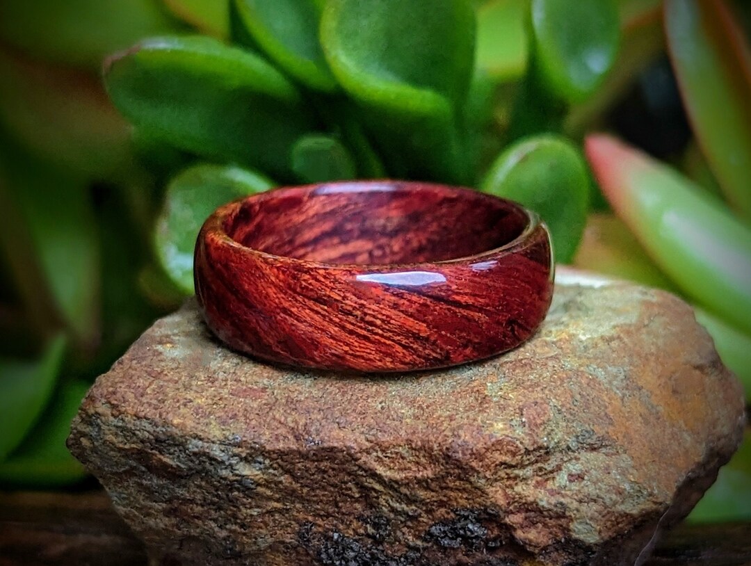 Bloodwood Spiral Grain Wood Ring. Handmade, Custom, Wooden Wedding ...