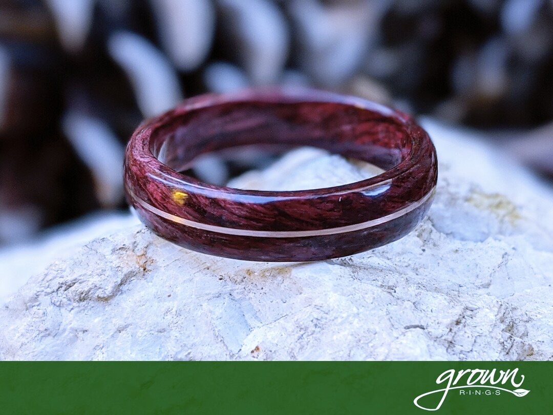 Purpleheart & Rose Gold Spiral Grain Wood Ring. Handmade, Custom ...