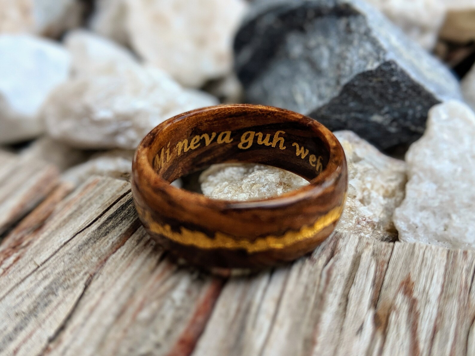 Add a Custom Gilded Ring Inscription, Your Message in Gold, White Gold ...