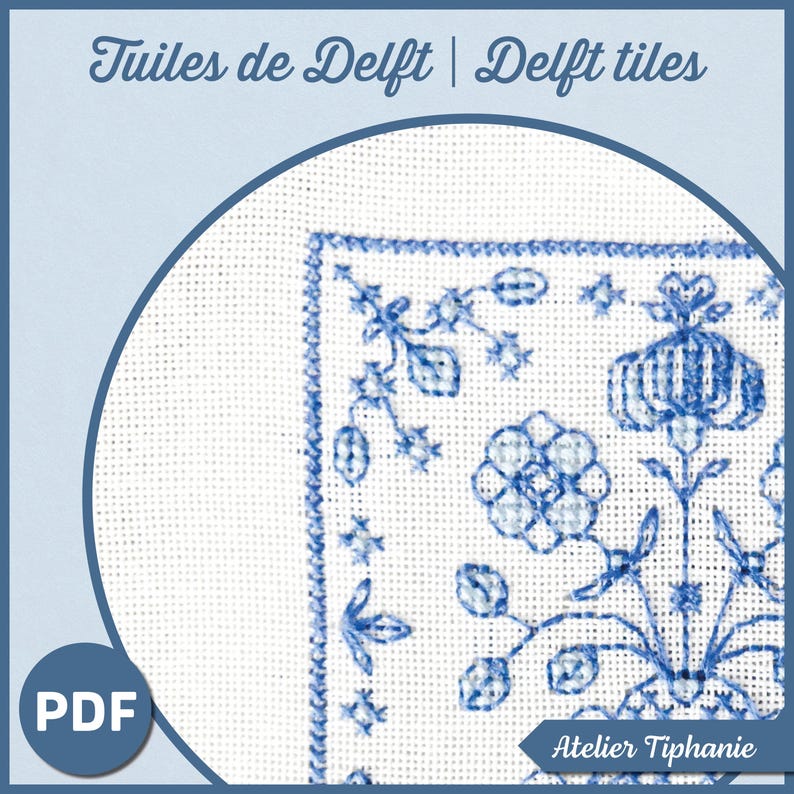 Delft Tile 2 - Cross Stitch Pattern - PDF Pattern - Etsy