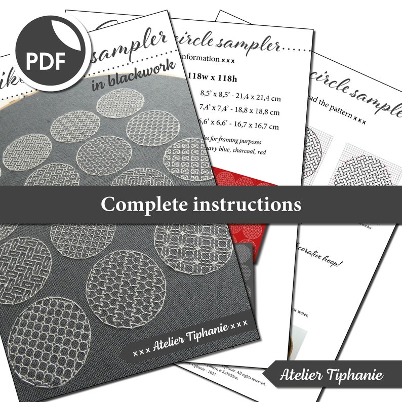 Sashiko Inspired Circle Sampler Blackwork PDF - Etsy