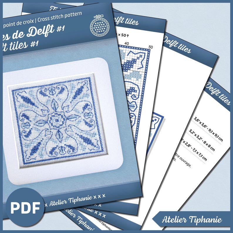 Delft Tile 1 - Cross Stitch Pattern - PDF Pattern - Etsy