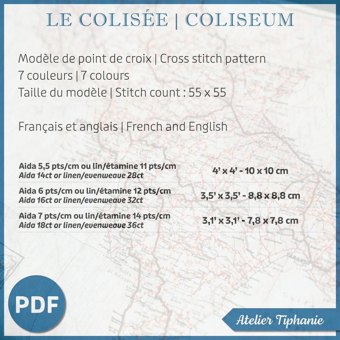 Cross Stitch Pattern - Landmark - Rome - Coliseum - PDF - Etsy