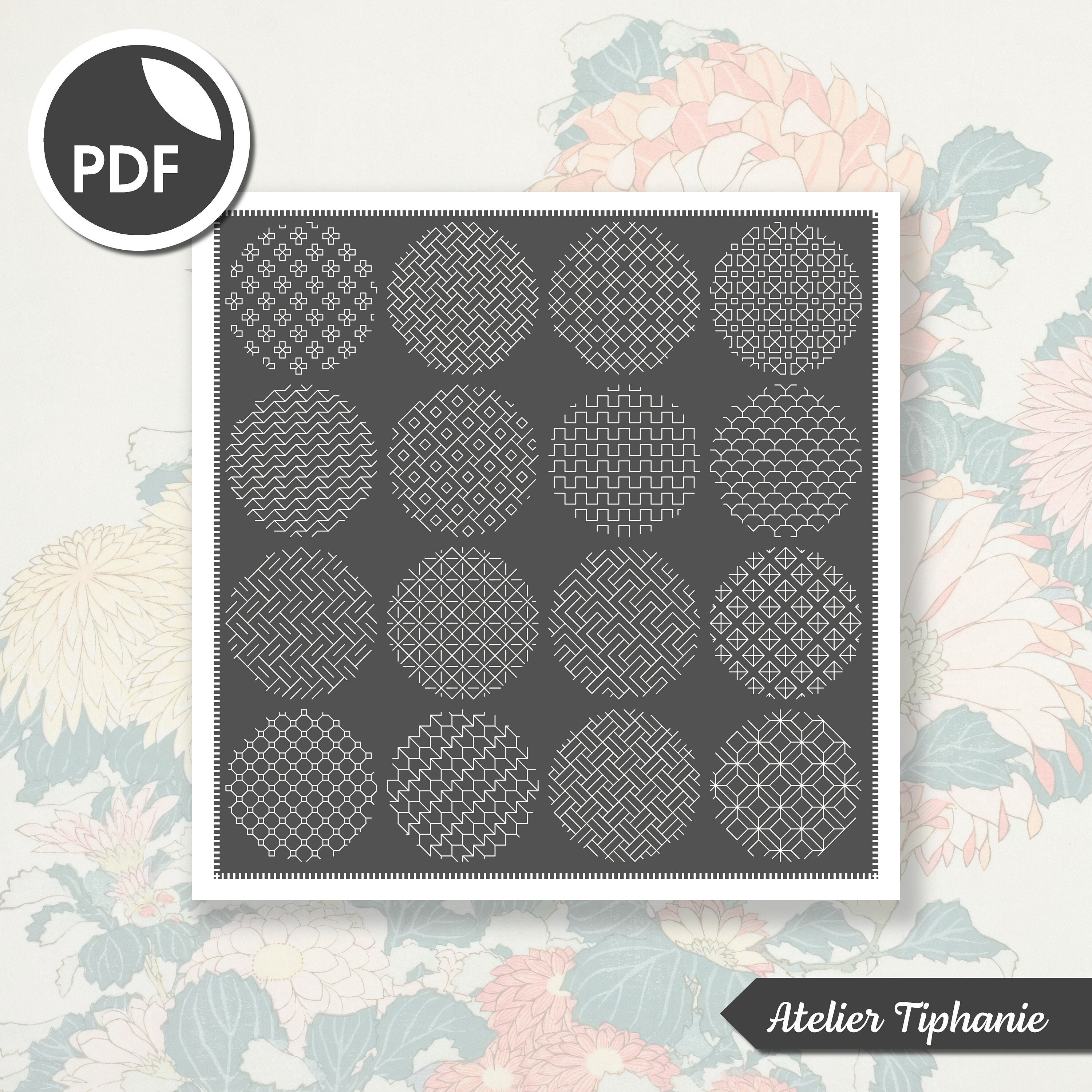 Sashiko Inspired Circle Sampler Blackwork PDF - Etsy