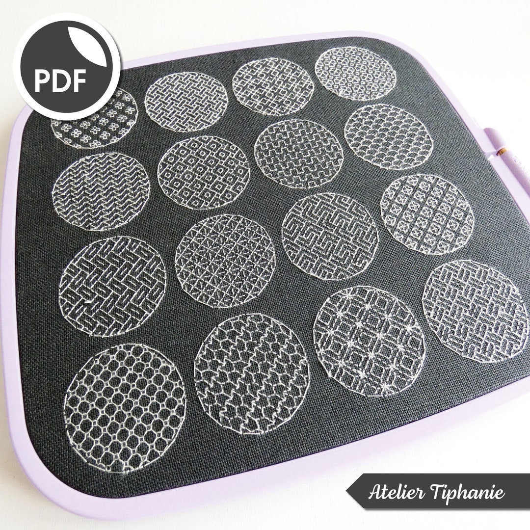 Sashiko Inspired Circle Sampler Blackwork PDF - Etsy