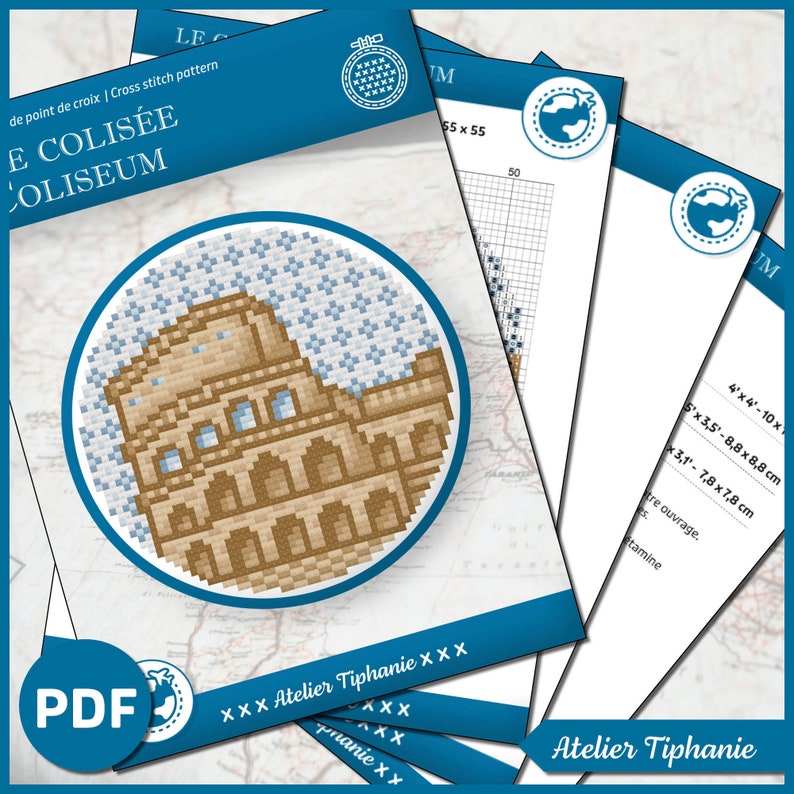 Cross Stitch Pattern - Landmark - Rome - Coliseum - PDF - Etsy