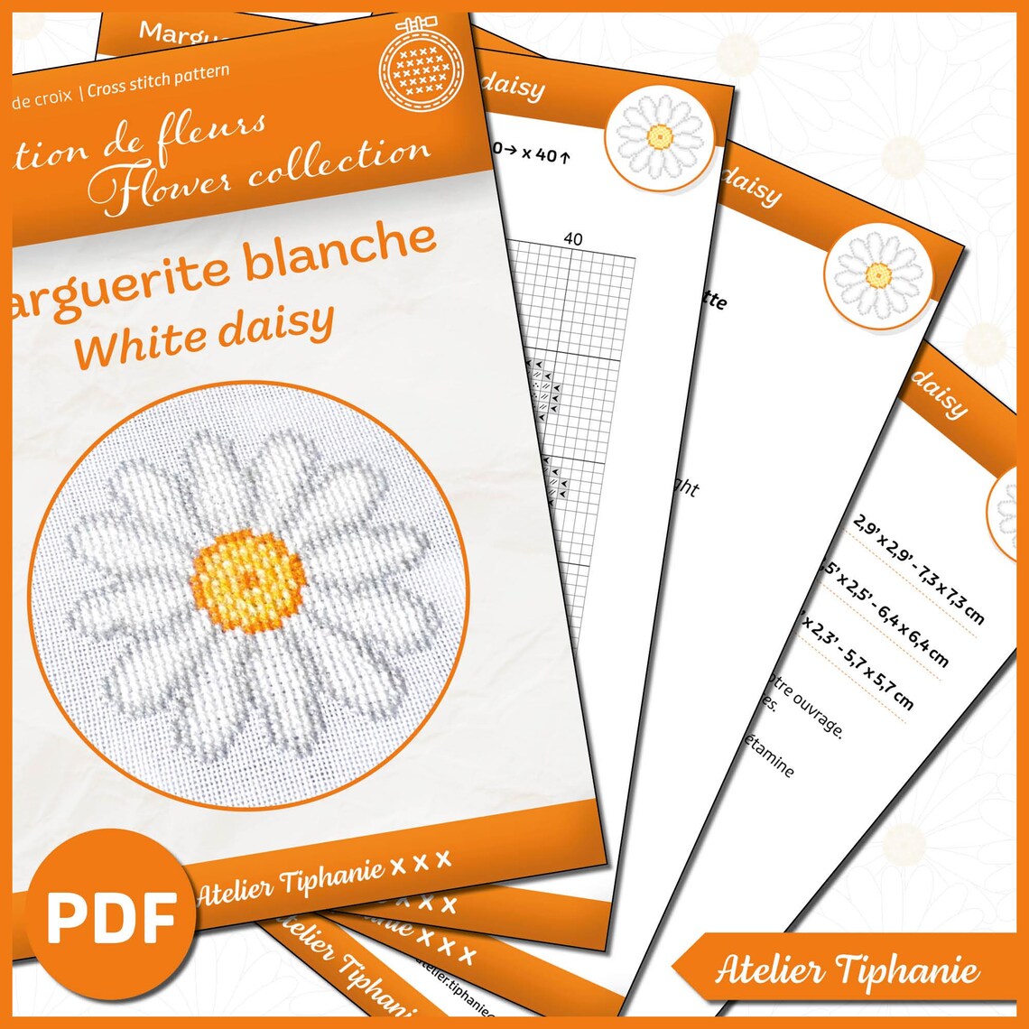 White Daisy - Flower - Cross Stitch Pattern - PDF Pattern - Etsy