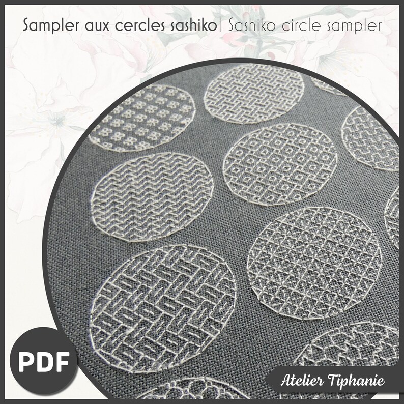 Sashiko Inspired Circle Sampler - Blackwork - PDF - Etsy