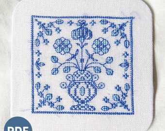 Delft Tile 3 - Cross Stitch Pattern - PDF Pattern - Etsy