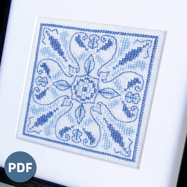 Delft Tile 1 - Cross Stitch Pattern - PDF Pattern - Etsy
