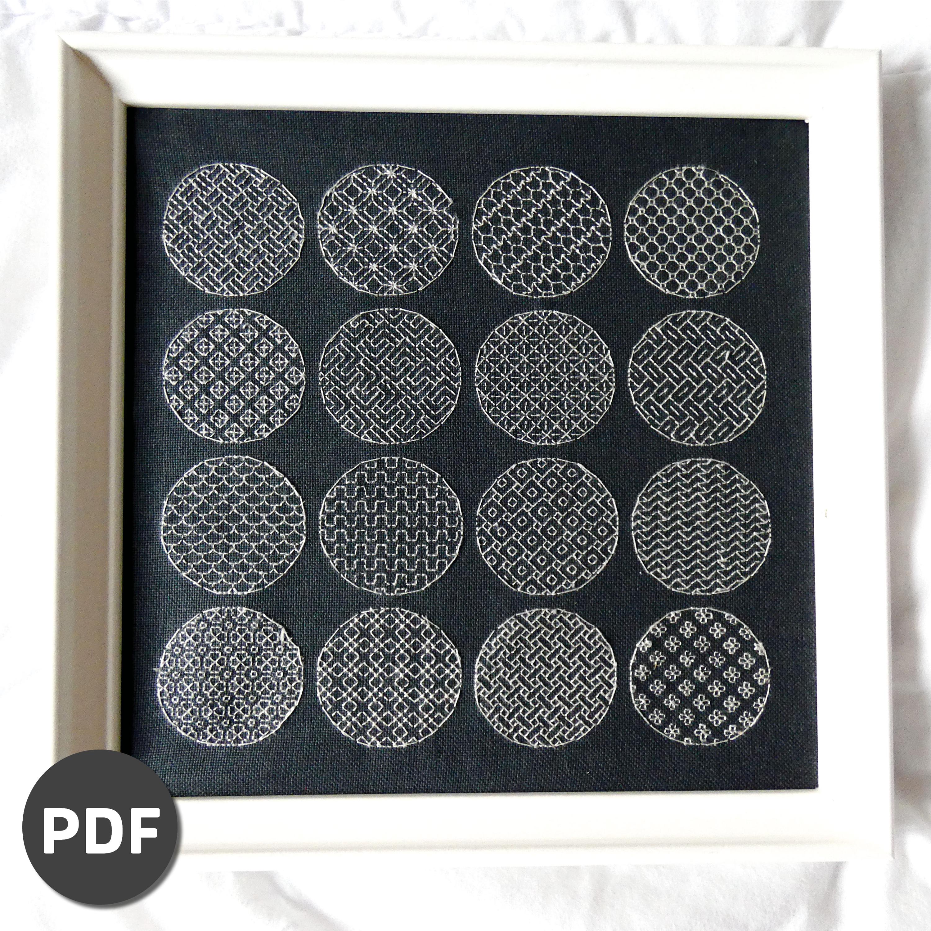 Sashiko Inspired Circle Sampler - Blackwork - PDF - Etsy