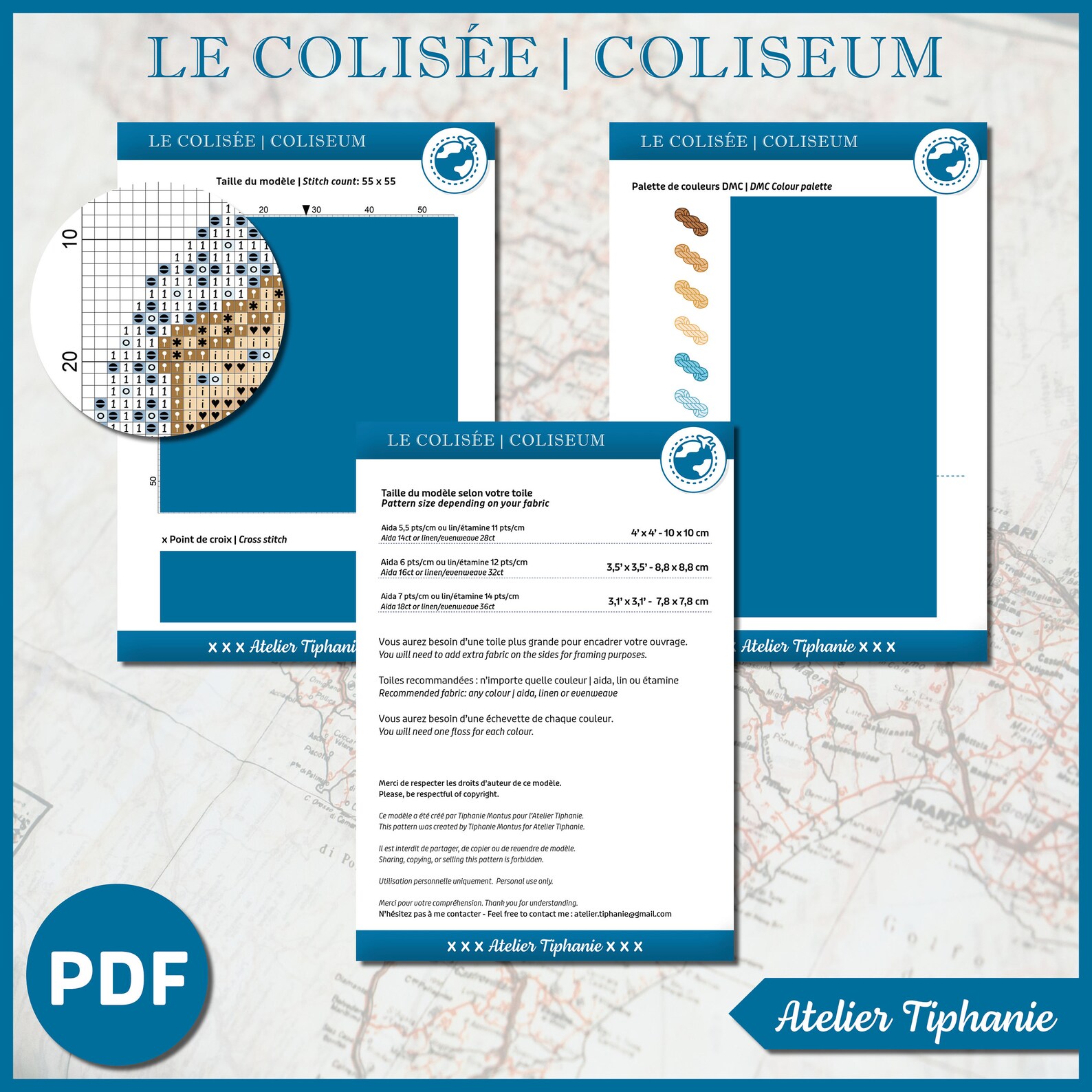 Cross Stitch Pattern - Landmark - Rome - Coliseum - PDF - Etsy