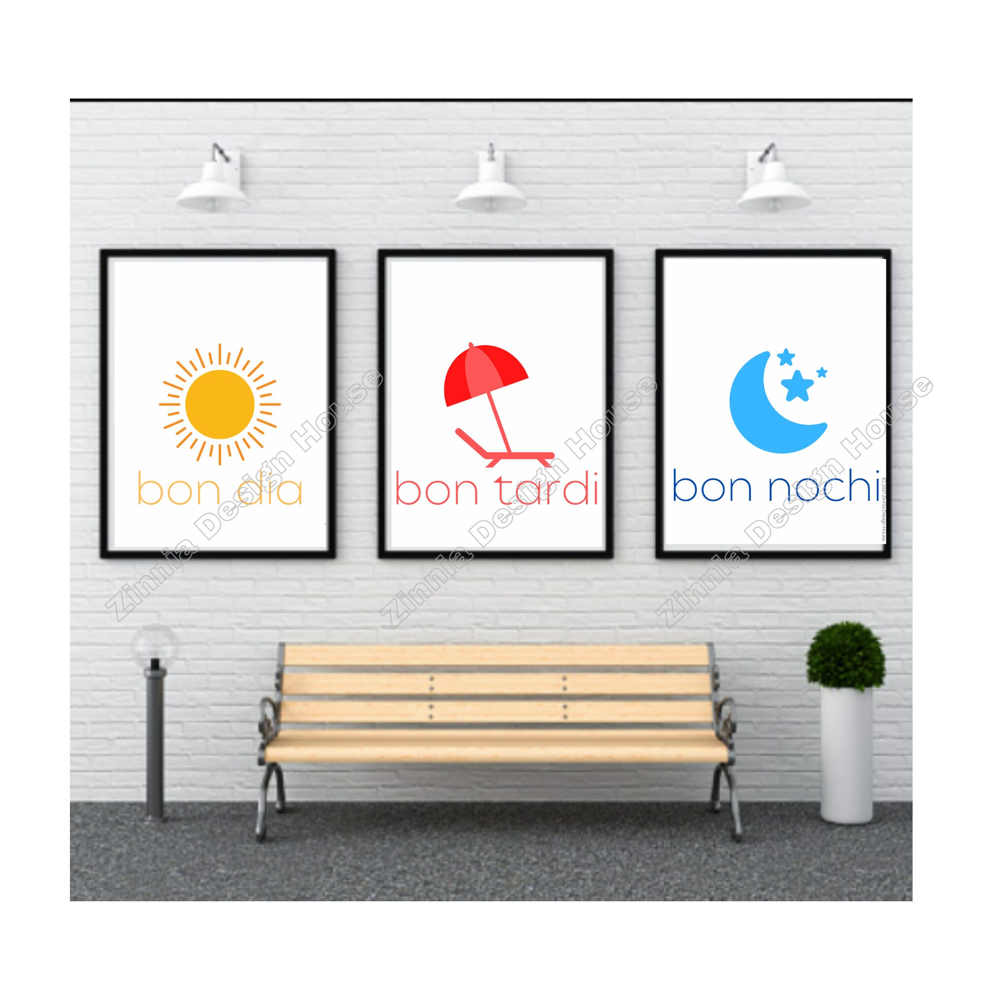 Digital Prints bon Dia, Bon Tardi, Bon Nochi Aruba Modern Art Graphic ...