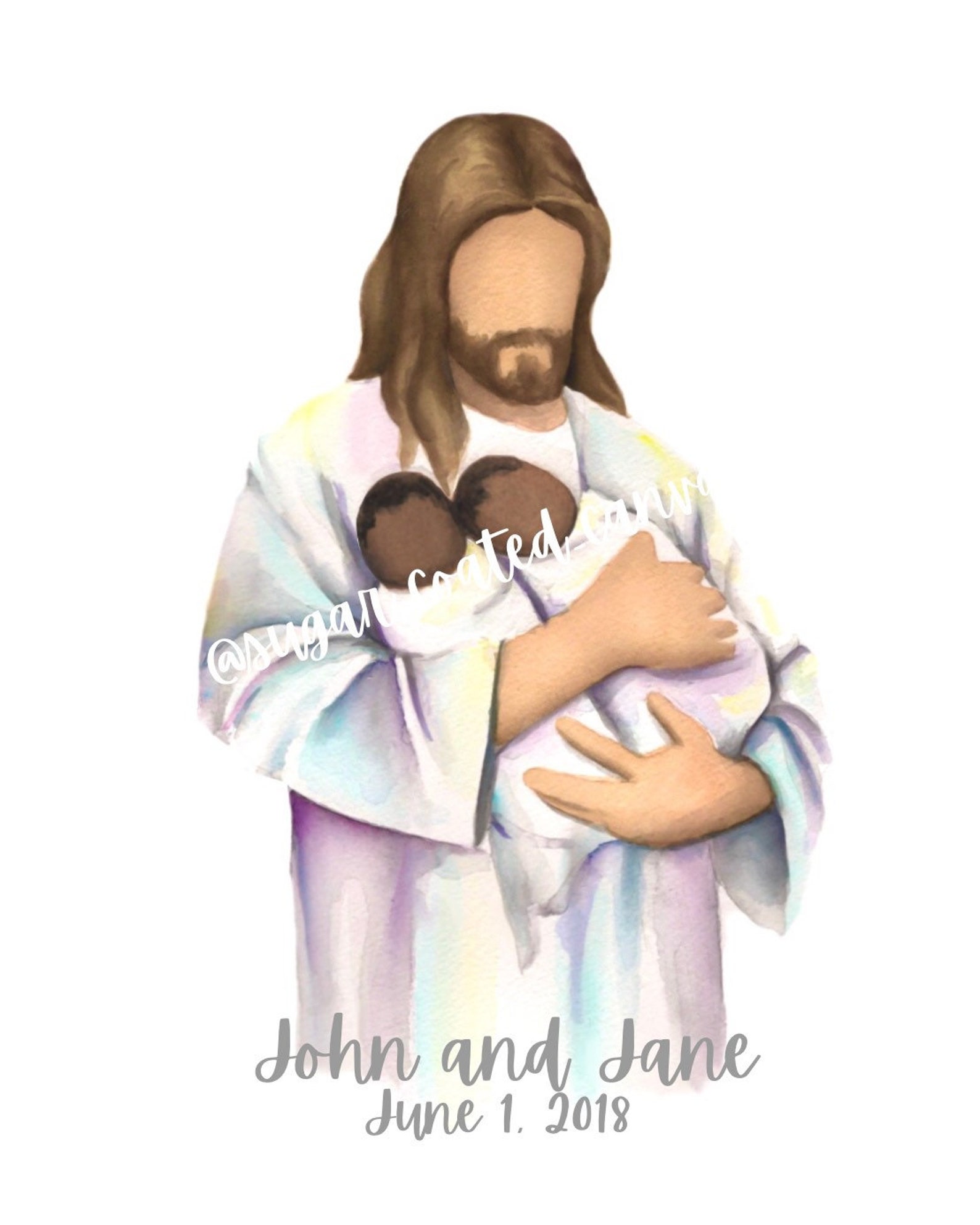Christ Holding Twins Watercolor Print Jesus With Twins - Etsy
