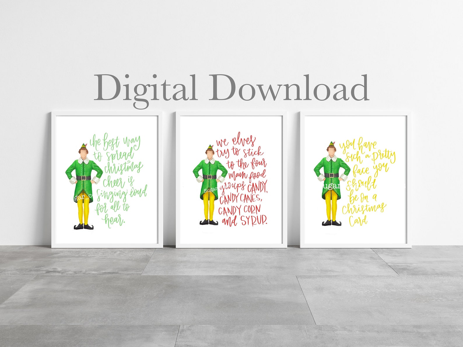 Elf Christmas Movie Quotes Digital Download Buddy the Elf | Etsy