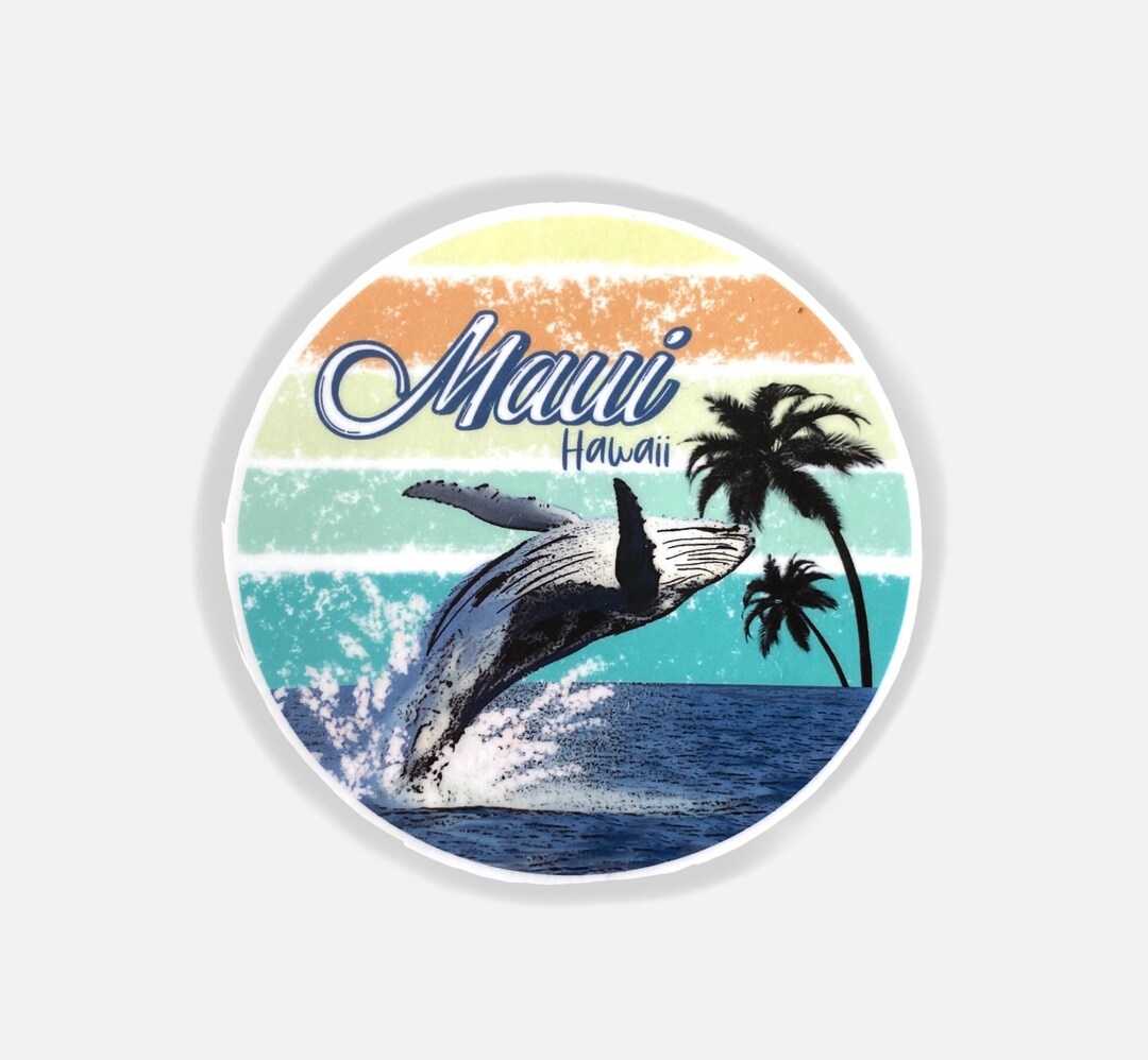Maui Hawaii Vinyl Sticker, Whale Breaching, Aloha, Hawaiian Sticker ...