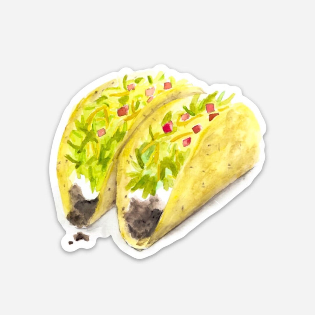 Taco Sticker, Vinyl Sticker, Taco Lover, Taco Tuesday, Watercolor ...