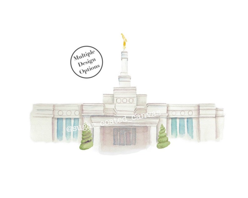 Spokane Washington Temple Customizable Watercolor Print | Etsy