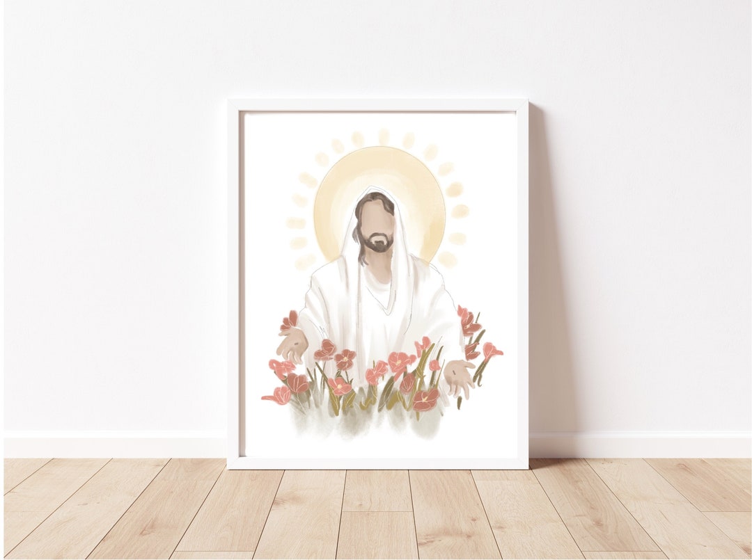 Jesus Christ in Flowers, Easter Jesus Christ, Christian Art, Easter Art ...