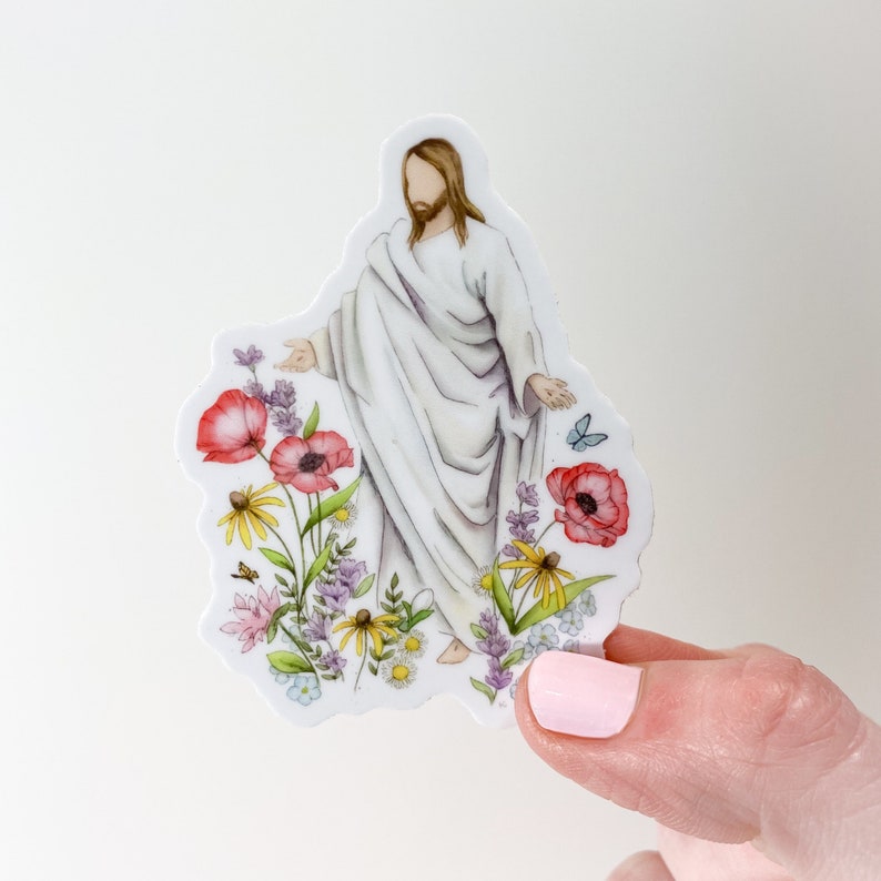 Jesus Christ Sticker vinyl Jesus sticker Jesus in Flowers | Etsy