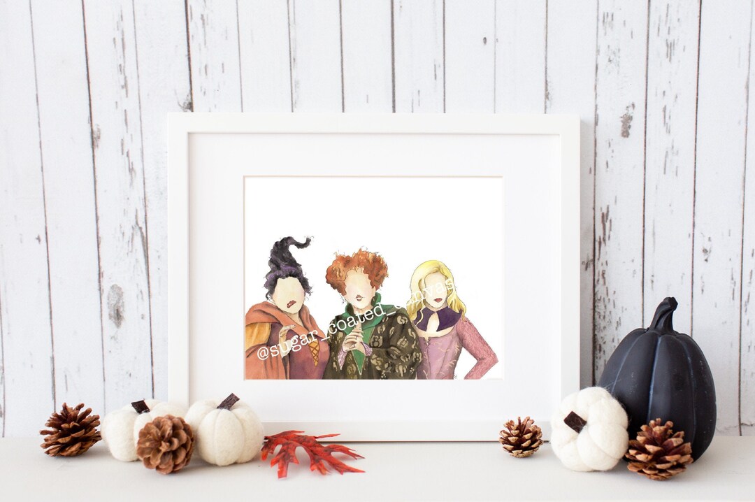 Cute Witch Painting Watercolor Print Hocus Pocus Halloween - Etsy