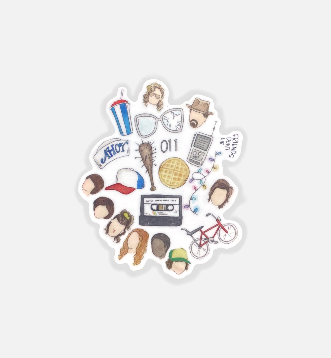 Stranger Things Inspired Sticker, Eleven, Scoops Troop, Hopper, Fan Art ...