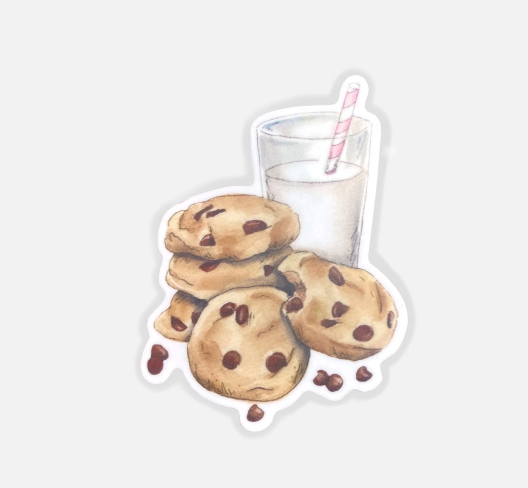 Chocolate Chip Cookie Vinyl Sticker, Milk and Cookies Decal, Laptop ...