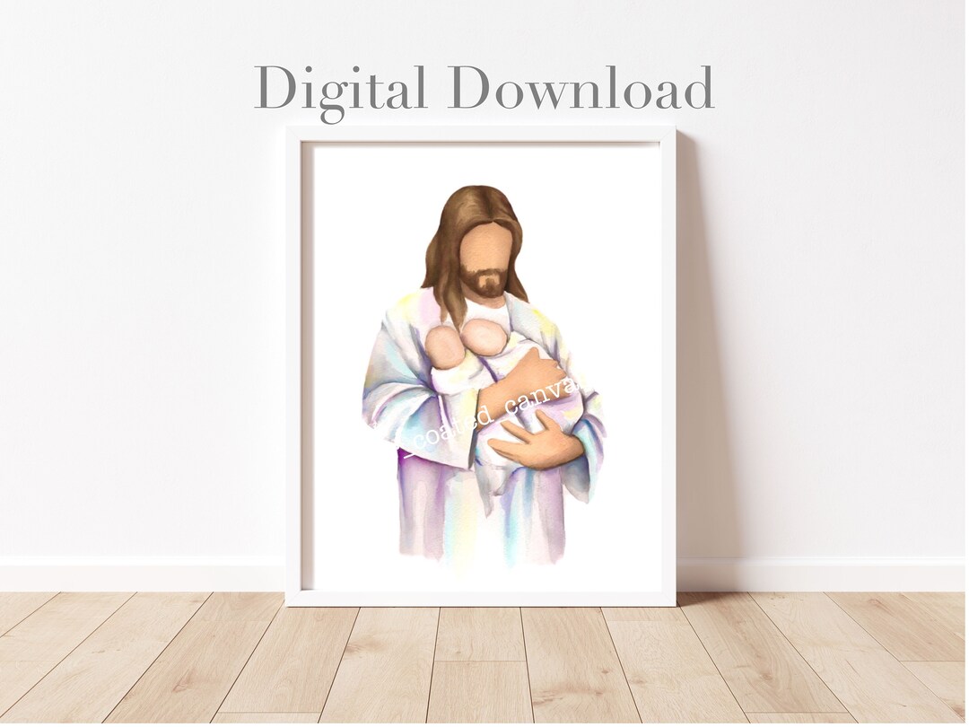 Jesus Holding Twins Digital Download, Christ With Two Babies, Printable ...