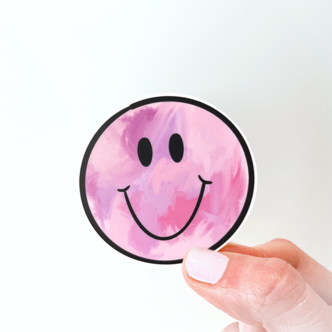 Cute Smiley Face Sticker Pink and Purple Smiley Painted Smiley Face ...