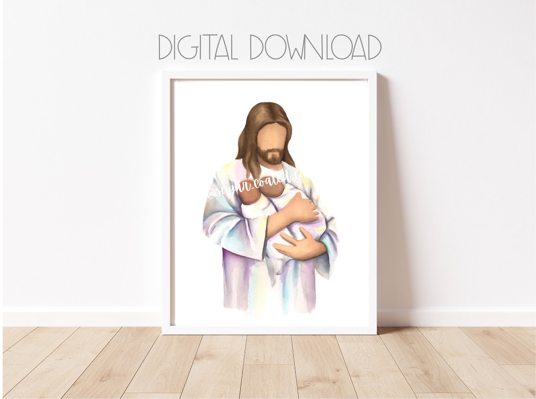 Jesus Holding Twins Medium Skin Tone Digital Download, Christ With Two ...