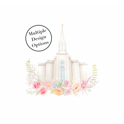 St George LDS Temple Painting Watercolor Floral Print - Etsy